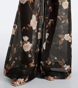 Zimmermann Ascent Floral Linen And Silk Wide-leg Pants