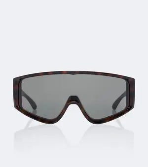 Saint Laurent Logo Lettering Shield Sunglasses - Brown