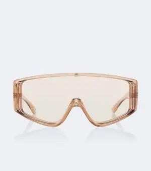 Saint Laurent Logo Lettering Shield Sunglasses - Yellow
