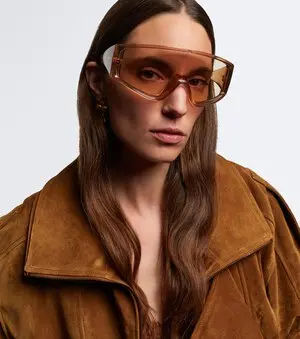 Saint Laurent Logo Lettering Shield Sunglasses - Yellow