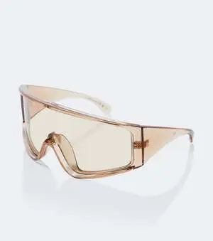 Saint Laurent Logo Lettering Shield Sunglasses - Yellow