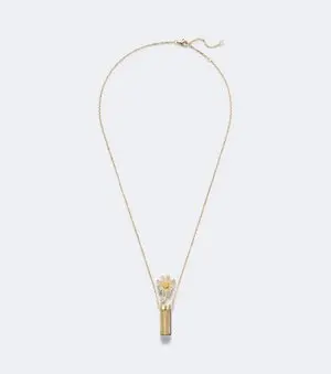 Yvonne Léon Vase Berlingot And Daisy 9kt Pendant Necklace With Diamonds And Citrines - Gold