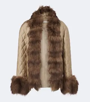 JACQUES WEI Quilted Shearling-trimmed Coat - Beige