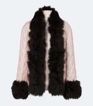 JACQUES WEI Quilted Shearling-trimmed Coat - Pink