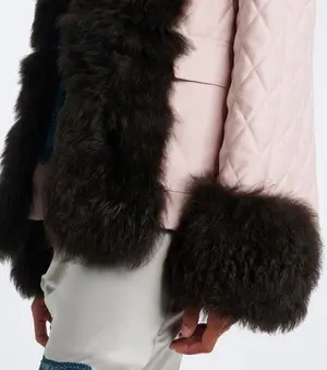 JACQUES WEI Quilted Shearling-trimmed Coat - Pink