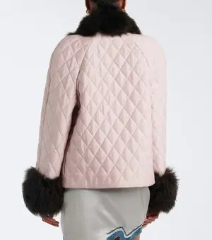 JACQUES WEI Quilted Shearling-trimmed Coat - Pink