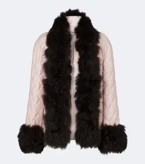 JACQUES WEI Quilted Shearling-trimmed Coat - Pink