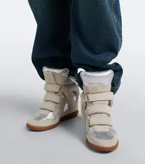 Isabel Marant Étoile Bekett Suede And Metallic Leather Sneakers