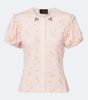 Simone Rocha Crystal-embellished Floral Cotton Cardigan - Pink