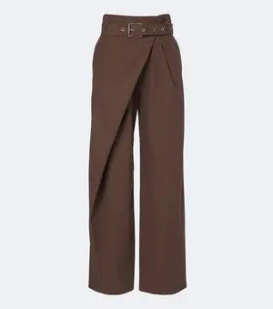 Loewe Belted Draped Cotton Wide-leg Pants