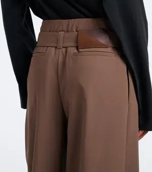 Loewe Belted Draped Cotton Wide-leg Pants