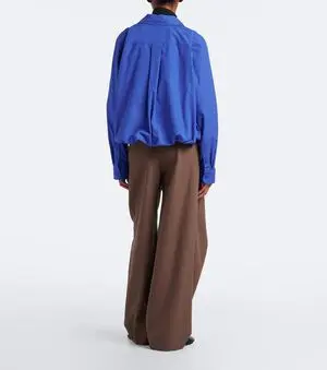 Loewe Belted Draped Cotton Wide-leg Pants