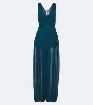JACQUES WEI Pleated Chiffon Jumpsuit