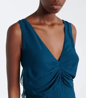 JACQUES WEI Pleated Chiffon Jumpsuit