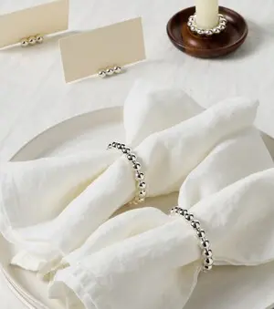 Christofle Perles Set Of 2 -plated Napkin Rings