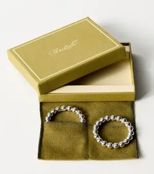 Christofle Perles Set Of 2 -plated Napkin Rings