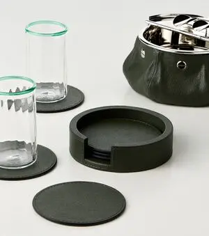 GIOBAGNARA Set Of 6 Leather Coasters