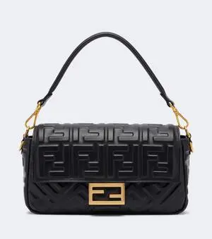 Fendi Baguette® 26424 Medium Leather Shoulder Bag - Black