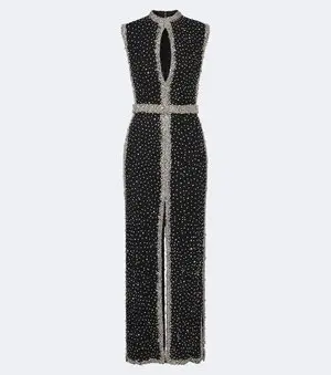 Costarellos Belina Crystal-embellished Cutout Gown
