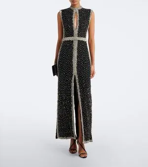 Costarellos Belina Crystal-embellished Cutout Gown