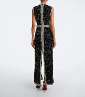 Costarellos Belina Crystal-embellished Cutout Gown