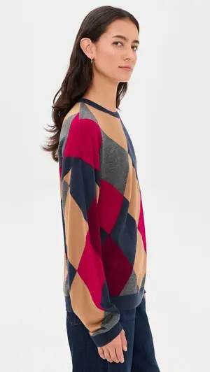 LESET James Argyle Oversized Crew Neck Sweater