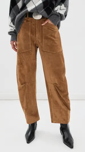 NILI LOTAN Shon Calfskin Suede Pants
