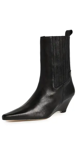 Cinq À Sept Parker Curved Wedge Leather Chelsea Boots - Black