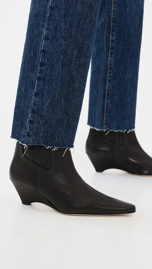 Cinq À Sept Parker Curved Wedge Leather Chelsea Boots