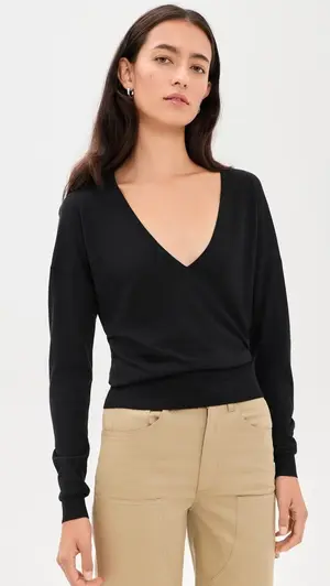 Renggli Silk Cashmere V Neck Sweater - Ink