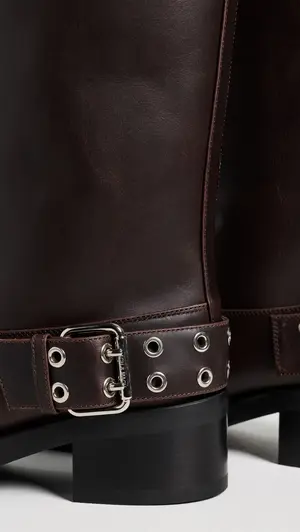 Mach & Mach Buckle Belt Vintage Leather Combat Boots