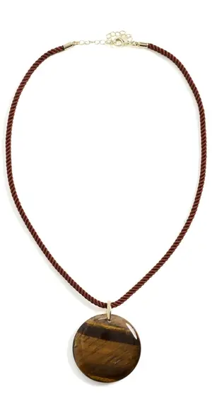 ADINA EDEN Natural Stone Twisted Rope Necklace - Brown