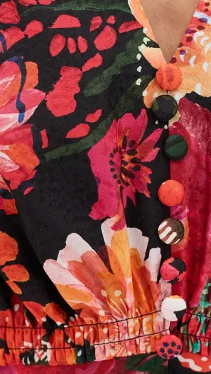 Saloni Lea Silk Long Dress - Aster Flame