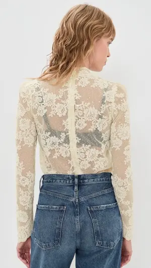 SELF-PORTRAIT Sequin Lace Top