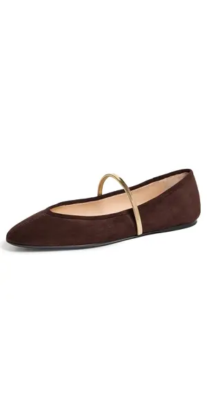 Mach & Mach Collier Chain Suede Ballerina Flats - Brown