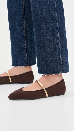 Mach & Mach Collier Chain Suede Ballerina Flats