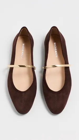 Mach & Mach Collier Chain Suede Ballerina Flats