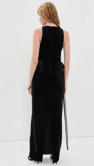 SELF-PORTRAIT Velvet Bow Sides Maxi Dress