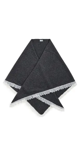 GANNI Wool Lace Triangular Scarf Xxl - Phantom