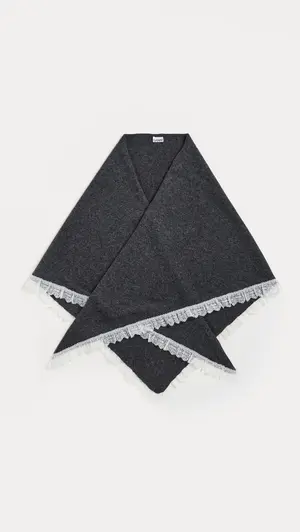 GANNI Wool Lace Triangular Scarf Xxl