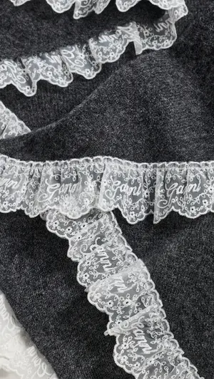 GANNI Wool Lace Triangular Scarf Xxl