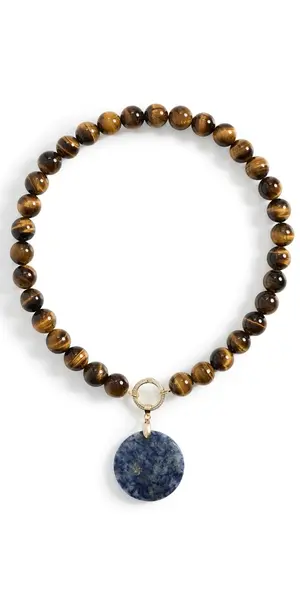 ADINA EDEN Tiger Eye Earth Drop Pendant Necklace