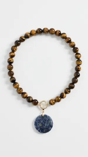 ADINA EDEN Tiger Eye Earth Drop Pendant Necklace
