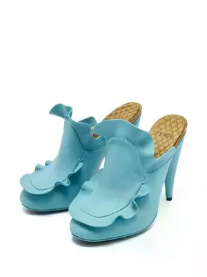 Fendi Ruffle-trim Leather Heeled Mules