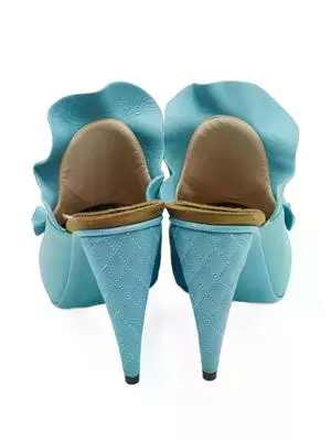 Fendi Ruffle-trim Leather Heeled Mules