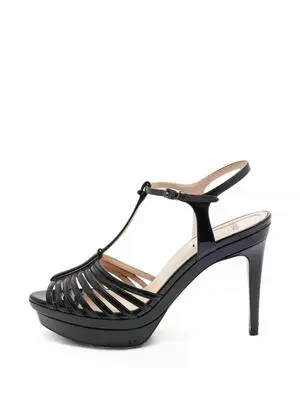 Fendi Strappy T-bar Heeled Sandals - Black