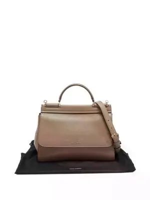 Dolce & Gabbana Sicily Leather Tote Bag - Neutrals