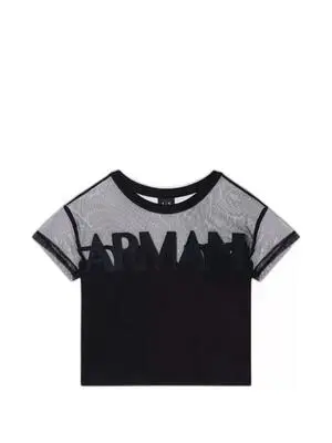 Armani Exchange Tulle-panelled Logo-patch T-shirt - Black