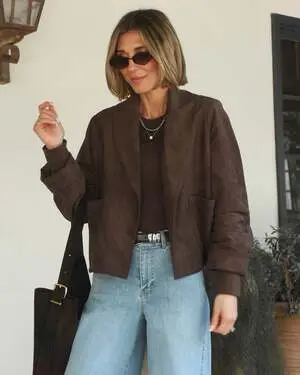 Splendid X @cellajaneblog Faux Suede Crop Icon Coat - Java Suede