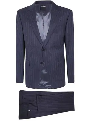 Zegna Suit Striped "z Luxury Tailoring - Blue